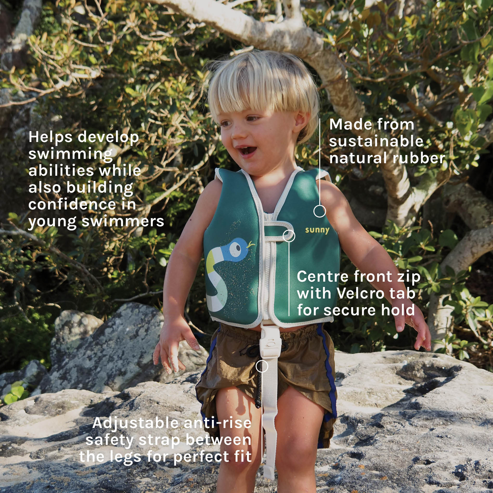 Kids Swim Vest 1-2 - Into the Jungle Green