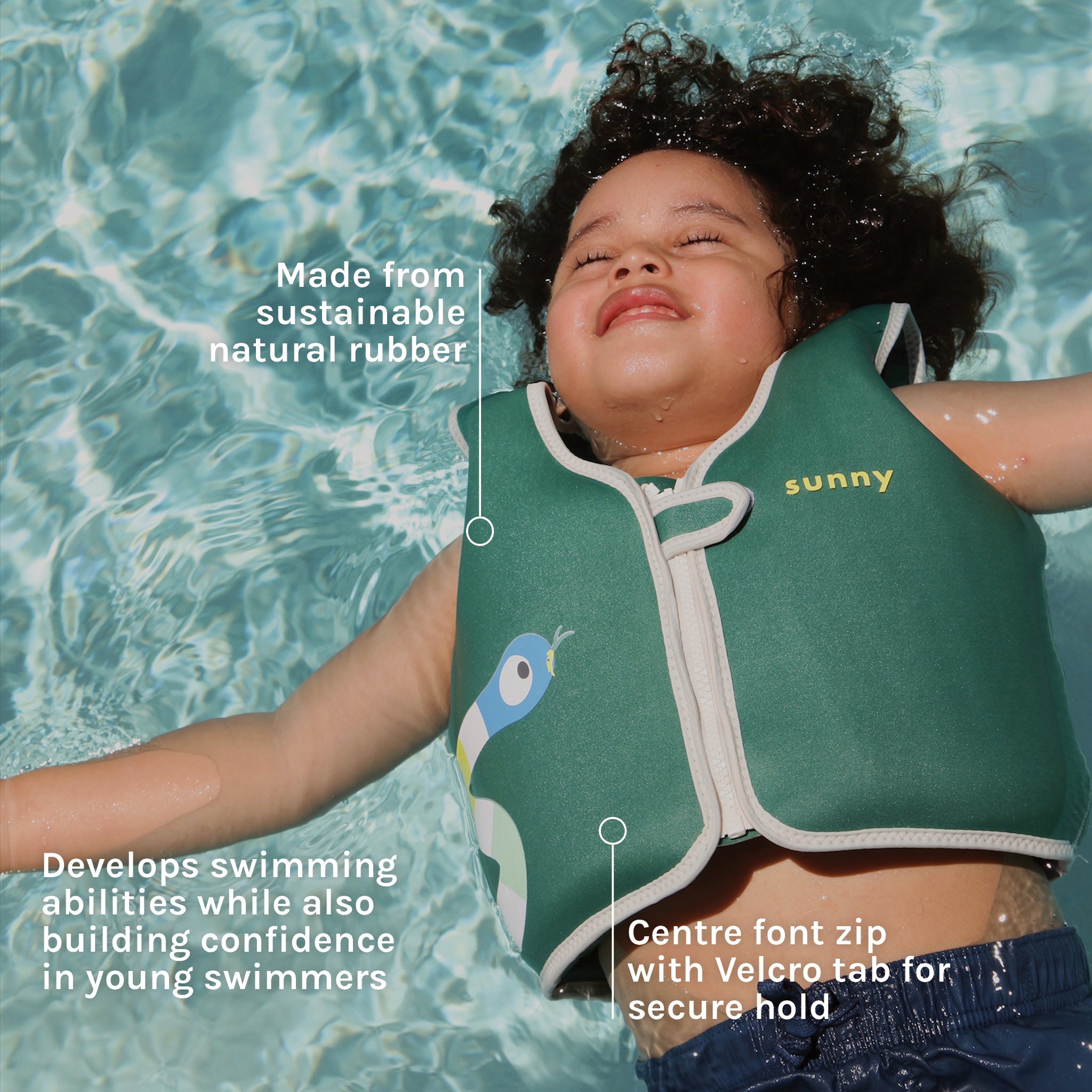 Kids Swim Vest 3-6 - Into the Jungle Green