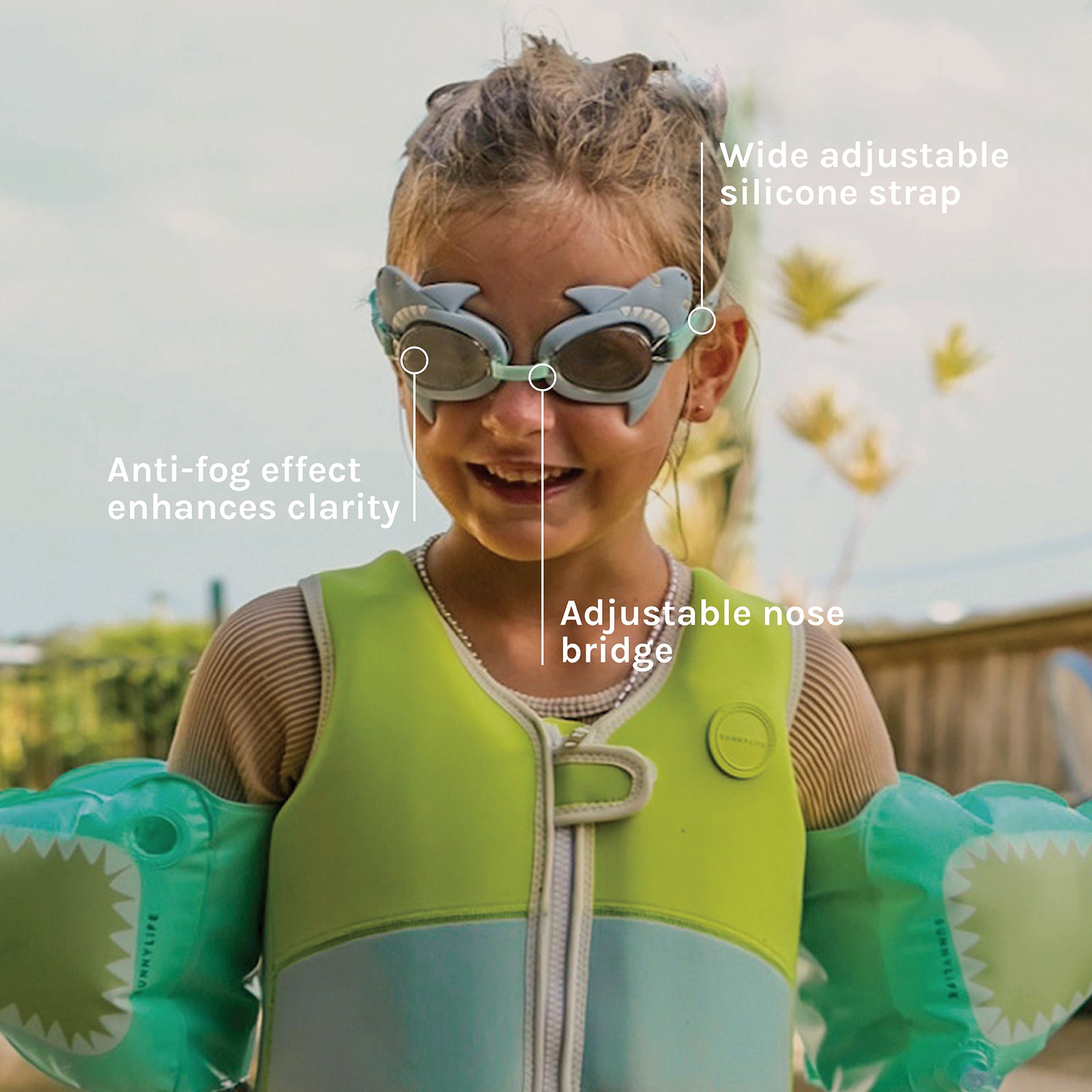 Mini Swim Goggles | Salty the Shark Aqua - SUNNYLiFE